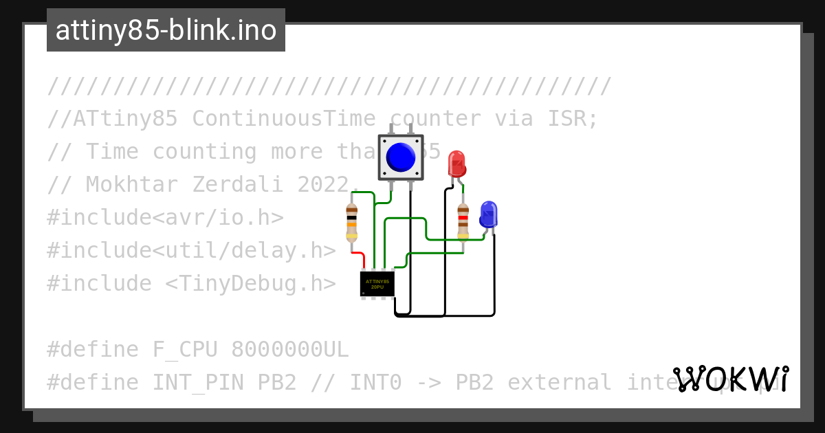 Attiny85 Continuous Time Counter Wokwi Esp32 Stm32 Arduino Simulator 0758