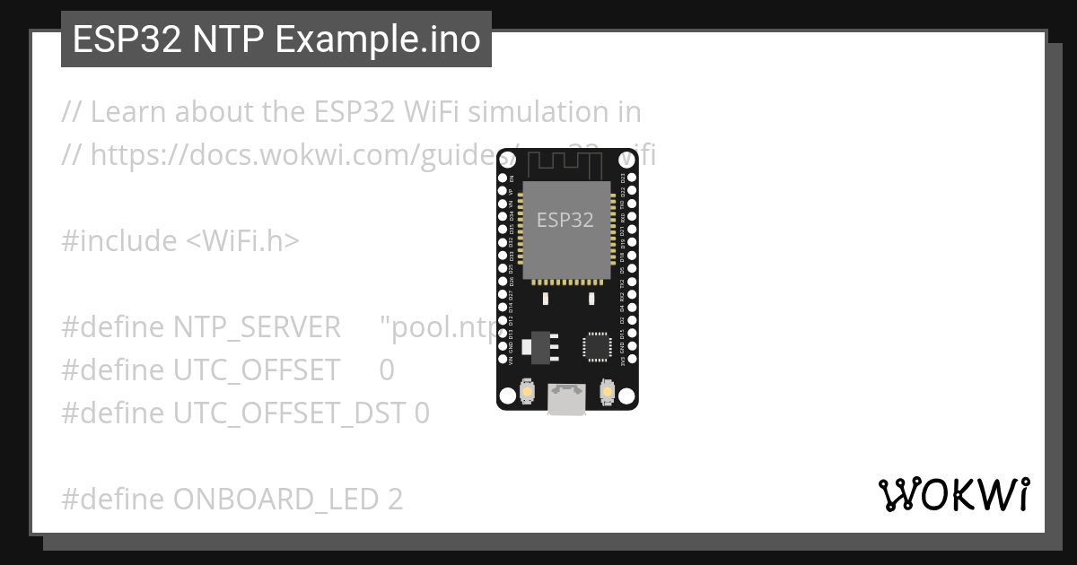WiFI + NTP Example.ino - Wokwi ESP32, STM32, Arduino Simulator