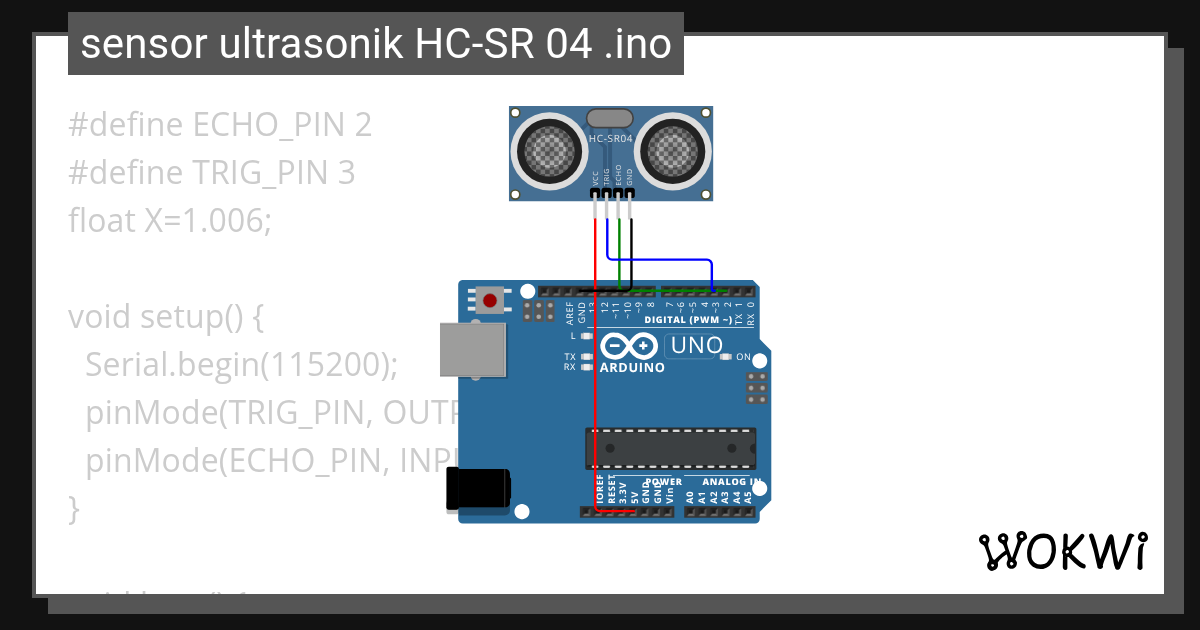 sensor ultrasonik HC-SR 04 .ino - Wokwi ESP32, STM32, Arduino Simulator
