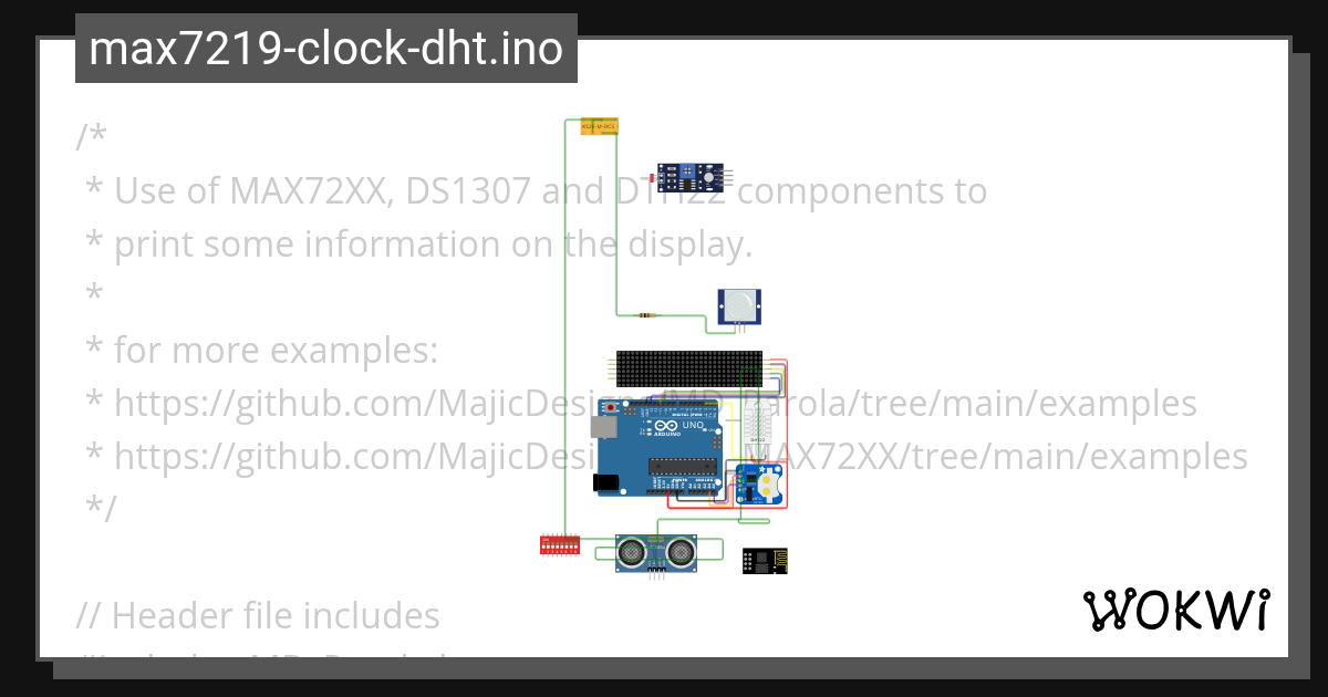 max7219-clock-dht.ino - Wokwi ESP32, STM32, Arduino Simulator