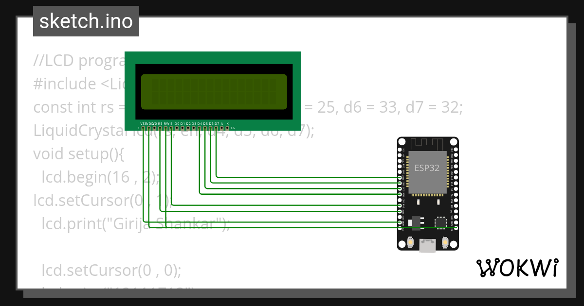 LCD_programm_noScrolling.ino - Wokwi ESP32, STM32, Arduino Simulator LCD_programm_noScrolling.ino - Wokwi ESP32, STM32, Arduino Simulator