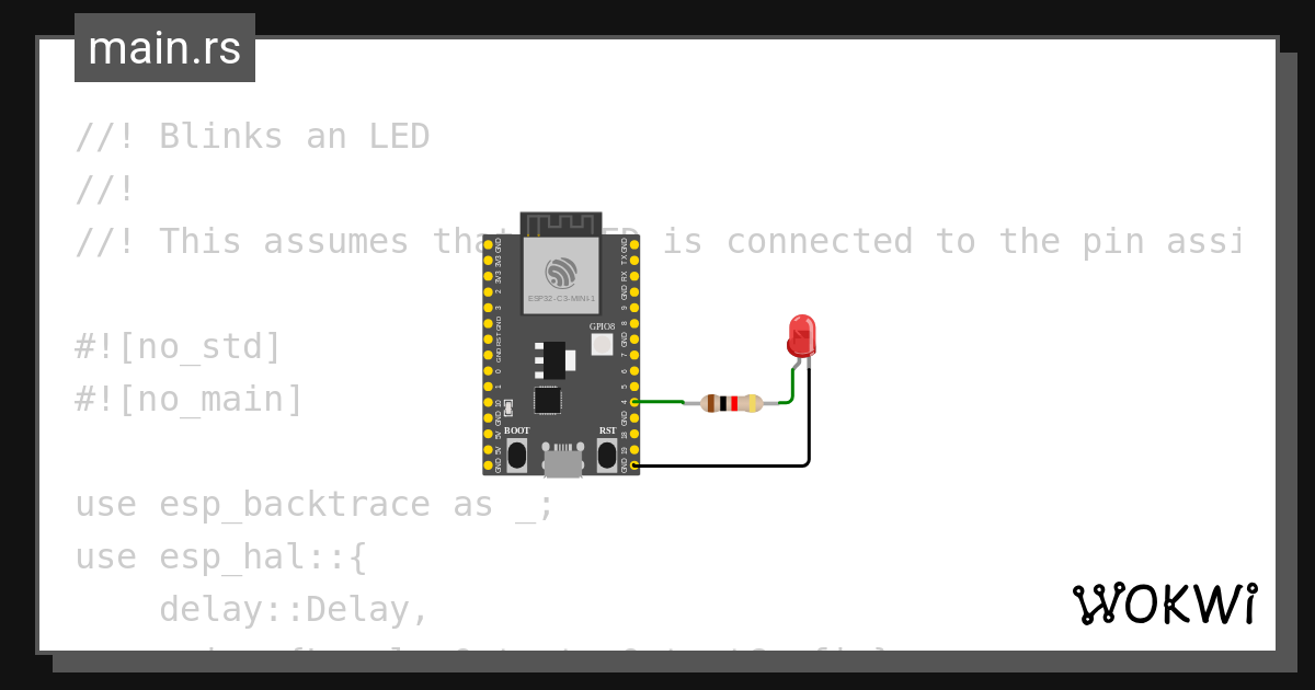 Esp32c3 Rust No Std Blinky Wokwi Esp32 Stm32 Arduino Simulator