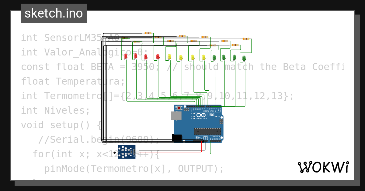 Sensor De Temperatura Con Leds Wokwi Esp32 Stm32 Arduino Simulator