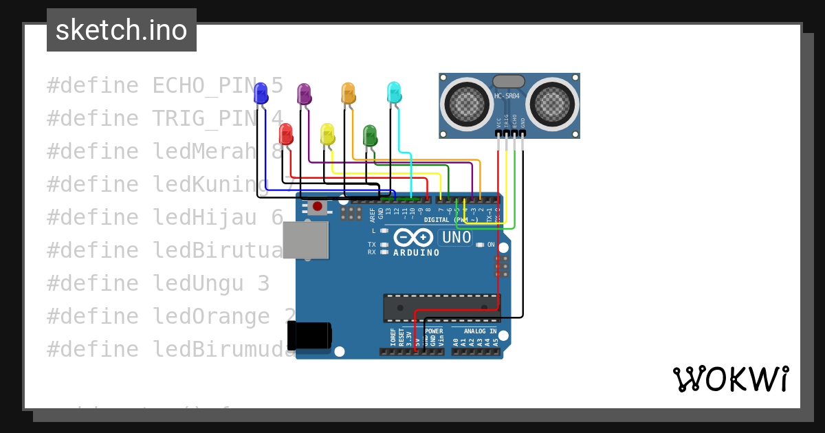 Deteksi Banjir 3 Led 4 Led Wokwi Esp32 Stm32 Arduino Simulator 9563