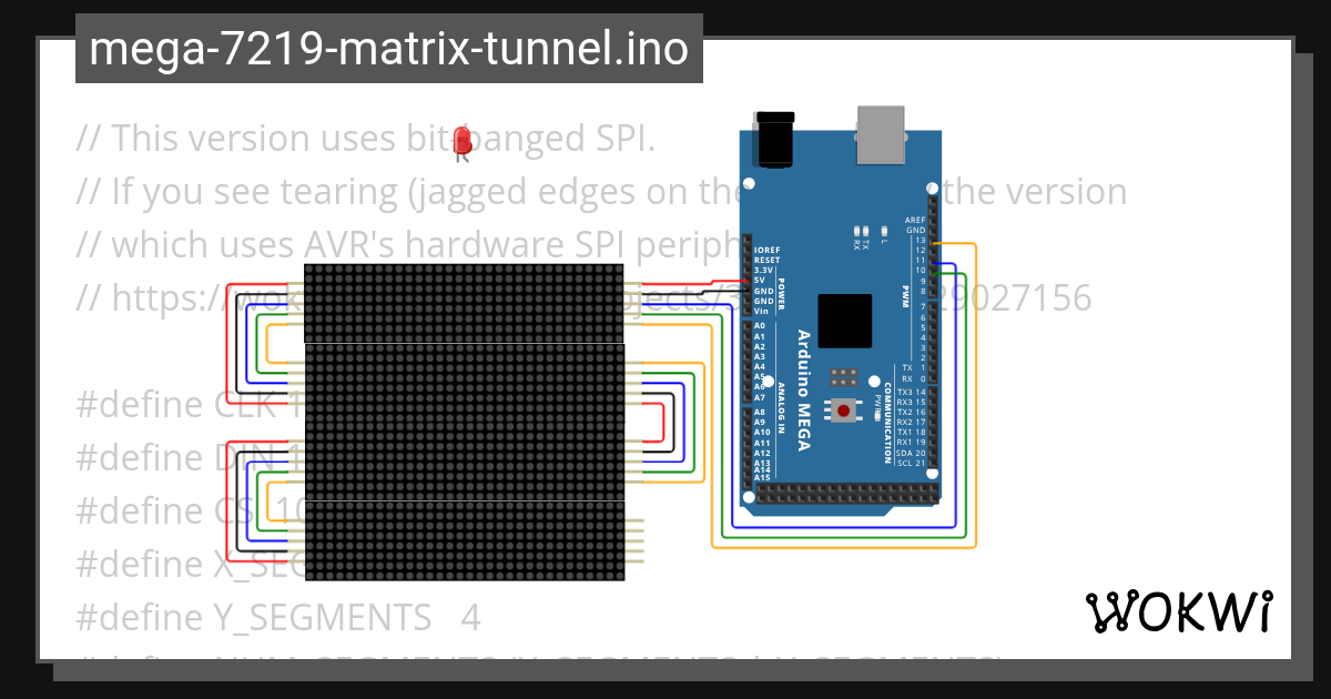 mega-7219-matrix-tunnel.ino - Wokwi ESP32, STM32, Arduino Simulator