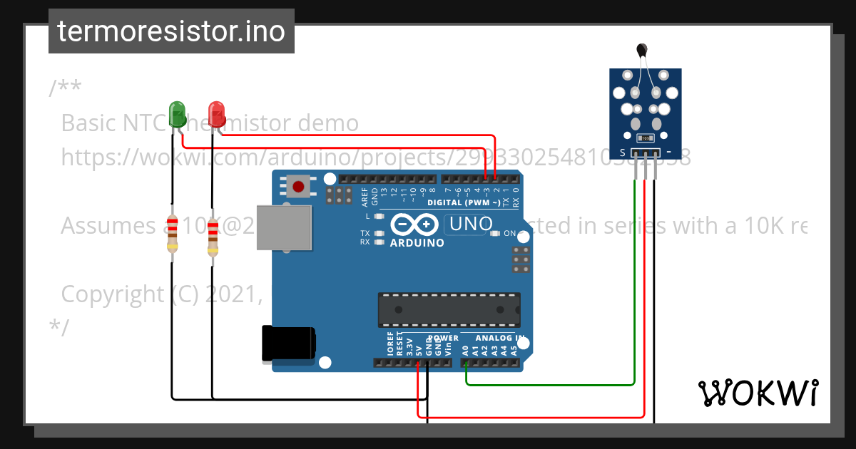 termistor NTC - Wokwi ESP32, STM32, Arduino Simulator