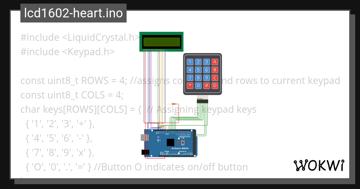 lcd1602-heart.ino - Wokwi ESP32, STM32, Arduino Simulator