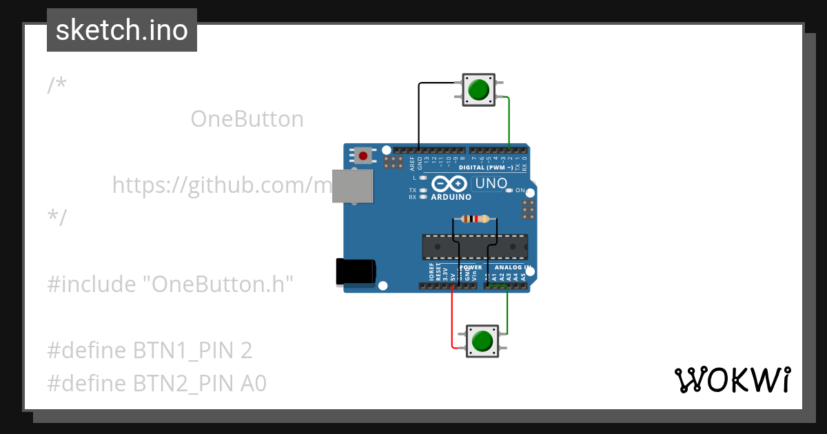 OneButton - Wokwi ESP32, STM32, Arduino Simulator