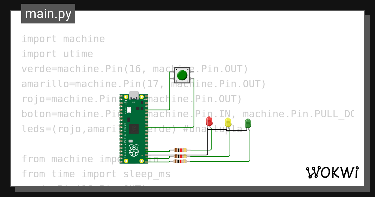 Botón Pulsador Del Semáforo Py Wokwi Esp32 Stm32 Arduino Simulator