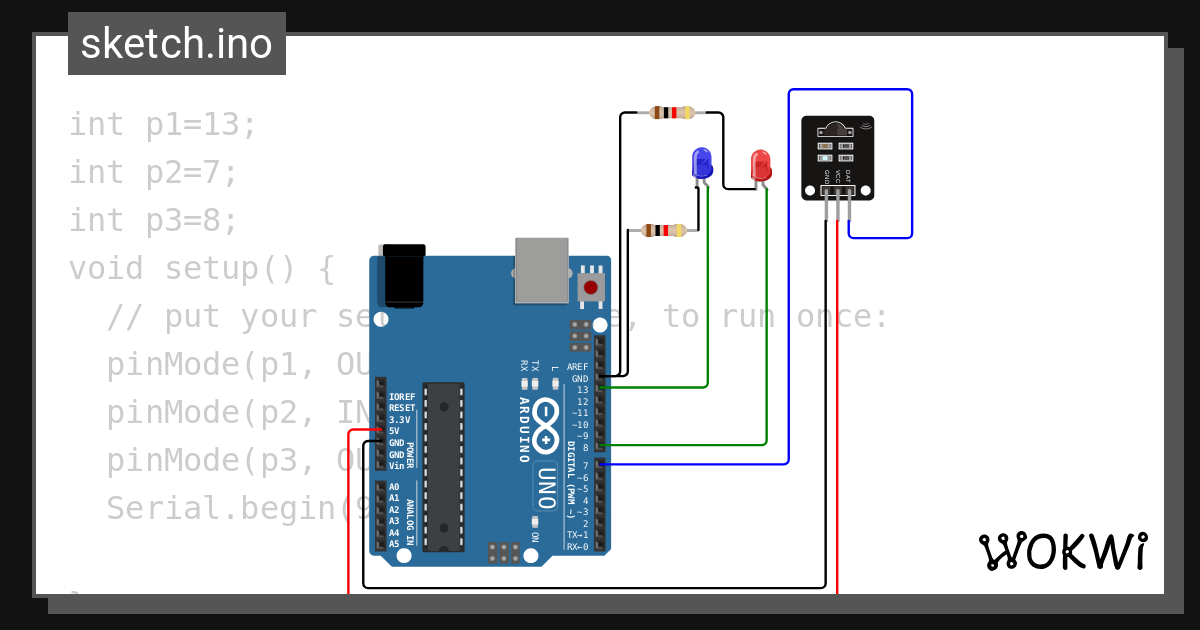 05ledonobstacleserialmonitor Wokwi Esp32 Stm32 Arduino Simulator