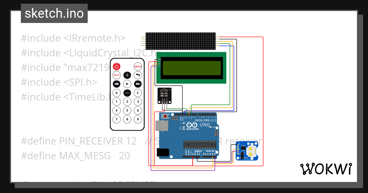 Max7219 Clock Ir 1 Wokwi Esp32 Stm32 Arduino Simulator 5857