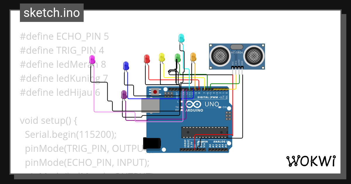 1.Deteks Banjir - Wokwi ESP32, STM32, Arduino Simulator