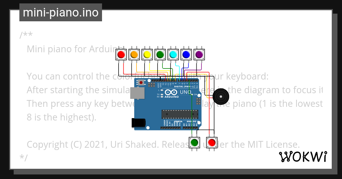 mini-piano.ino - Wokwi ESP32, STM32, Arduino Simulator