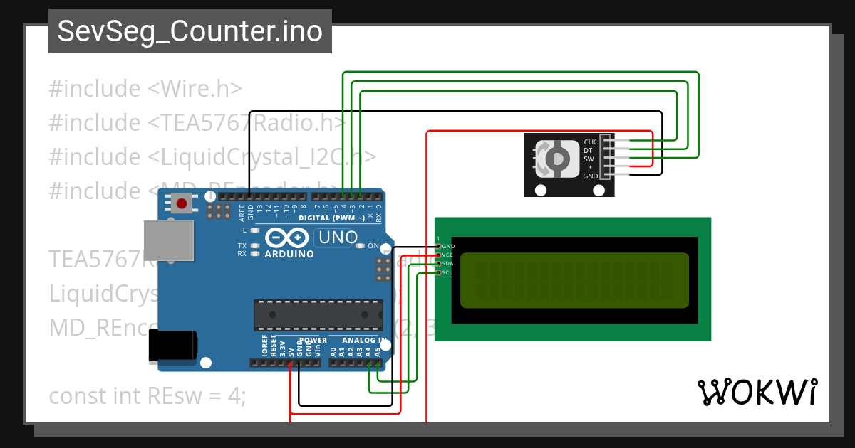 SevSeg_Counter.ino - Wokwi ESP32, STM32, Arduino Simulator
