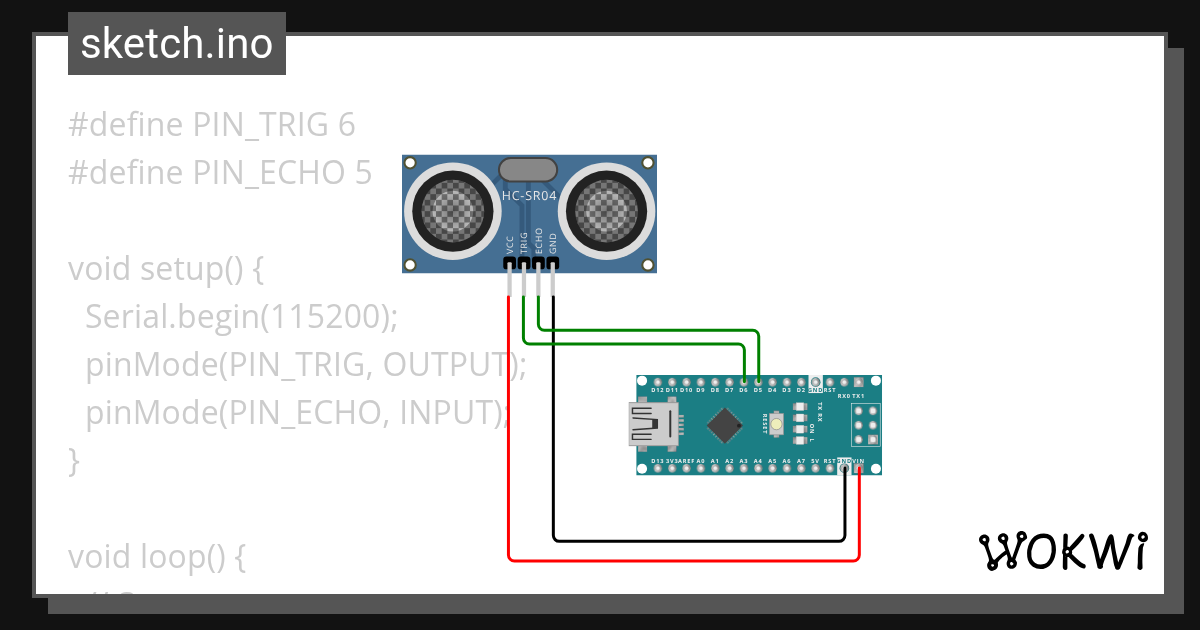 การทดลองที่3 Ultrasonic rev Code - Wokwi ESP32, STM32, Arduino Simulator