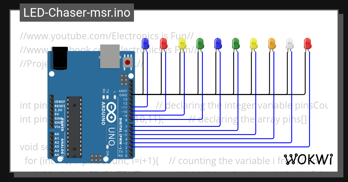 Led Chaser O Wokwi Esp32 Stm32 Arduino Simulator 2129