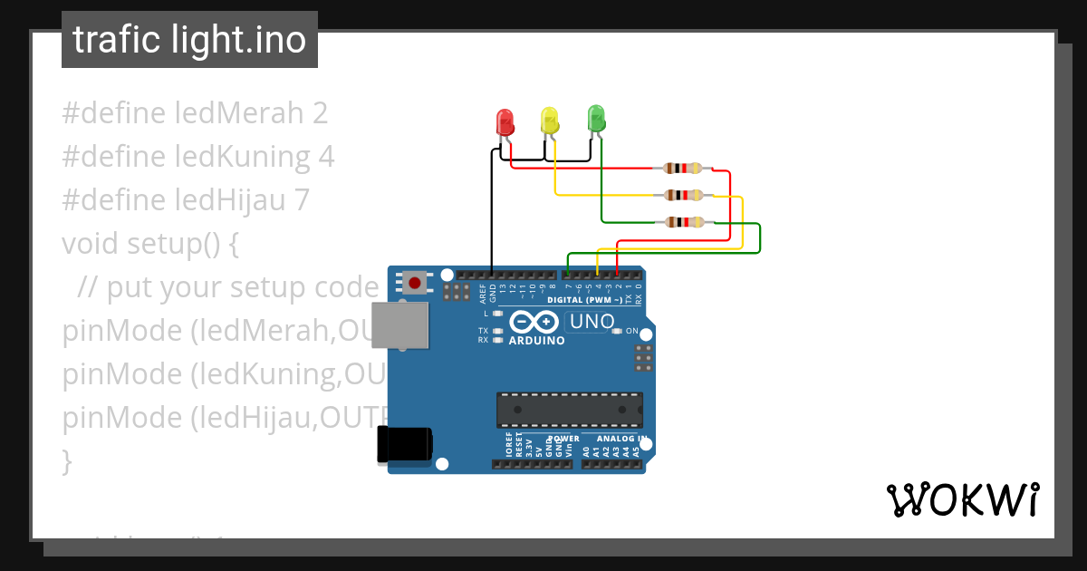 trafic light.ino - Wokwi ESP32, STM32, Arduino Simulator trafic light.ino - Wokwi ESP32, STM32, Arduino Simulator