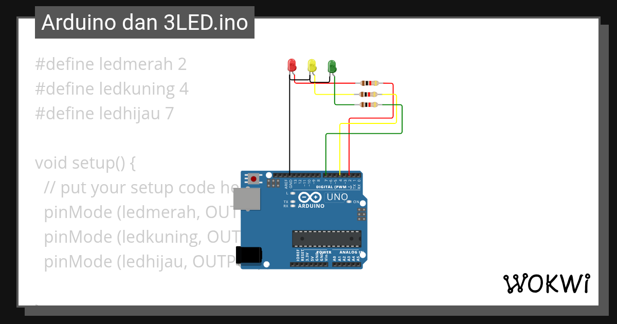Arduino dan 3LED.ino - Wokwi ESP32, STM32, Arduino Simulator Arduino dan 3LED.ino - Wokwi ESP32, STM32, Arduino Simulator