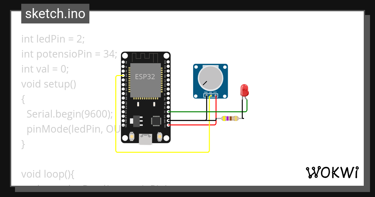 Mengendalikan LED dengan PWM - Wokwi ESP32, STM32, Arduino Simulator