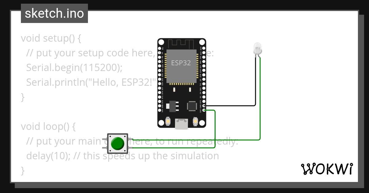 pushbutton led - Wokwi ESP32, STM32, Arduino Simulator