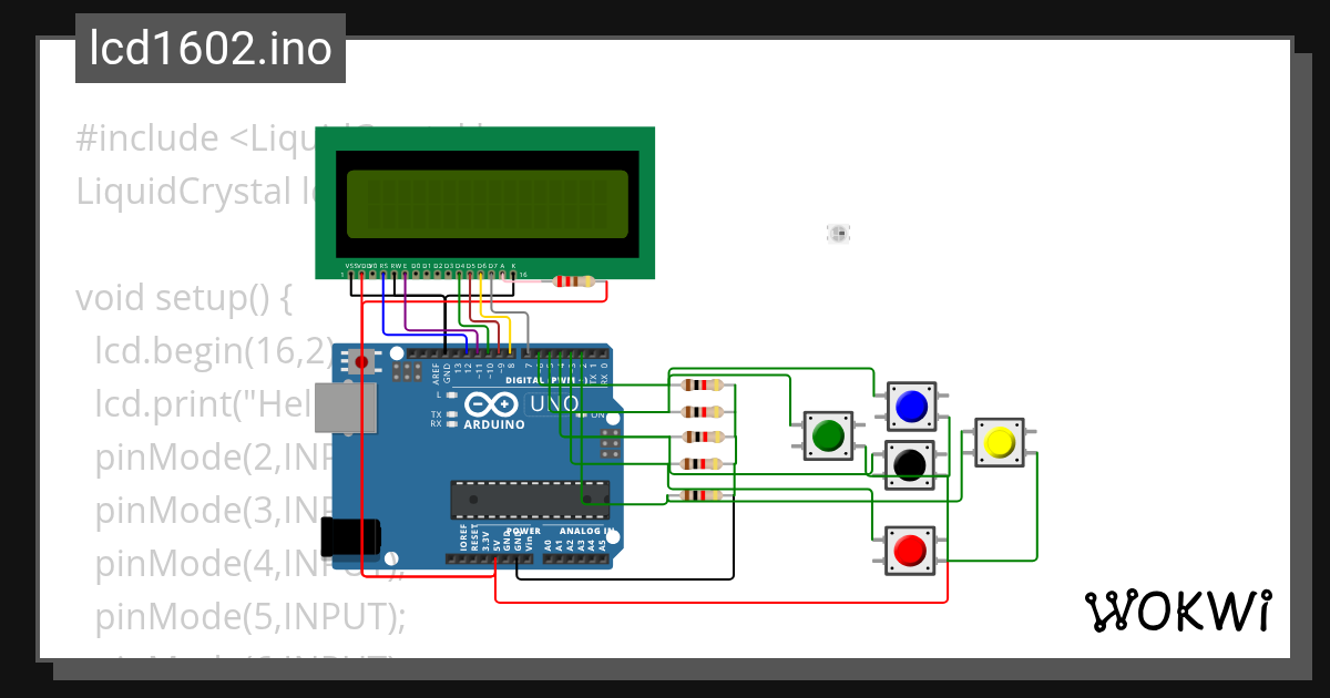 lcd1602.ino - Wokwi ESP32, STM32, Arduino Simulator