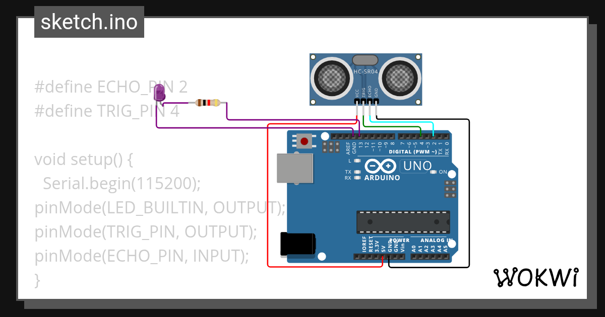 Menyalakan Led Dg Sensor Ultrasonic Wokwi Esp32 Stm32 Arduino Simulator 