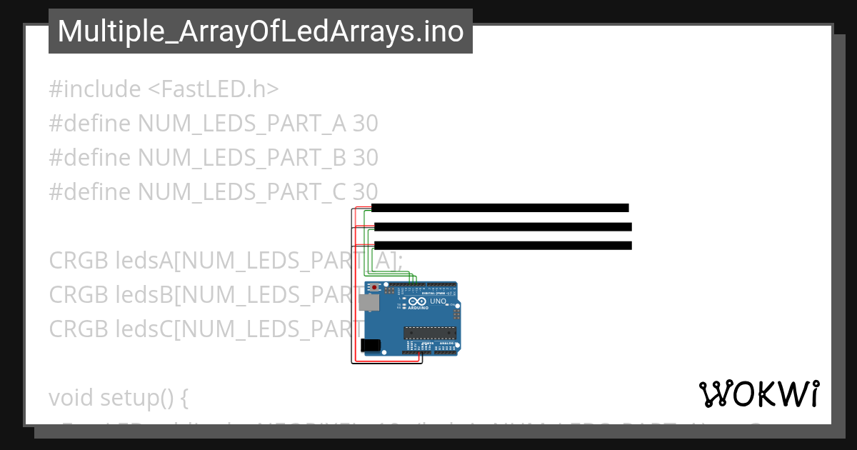 Multiple_ArrayOfLedArrays.ino - Wokwi ESP32, STM32, Arduino Simulator