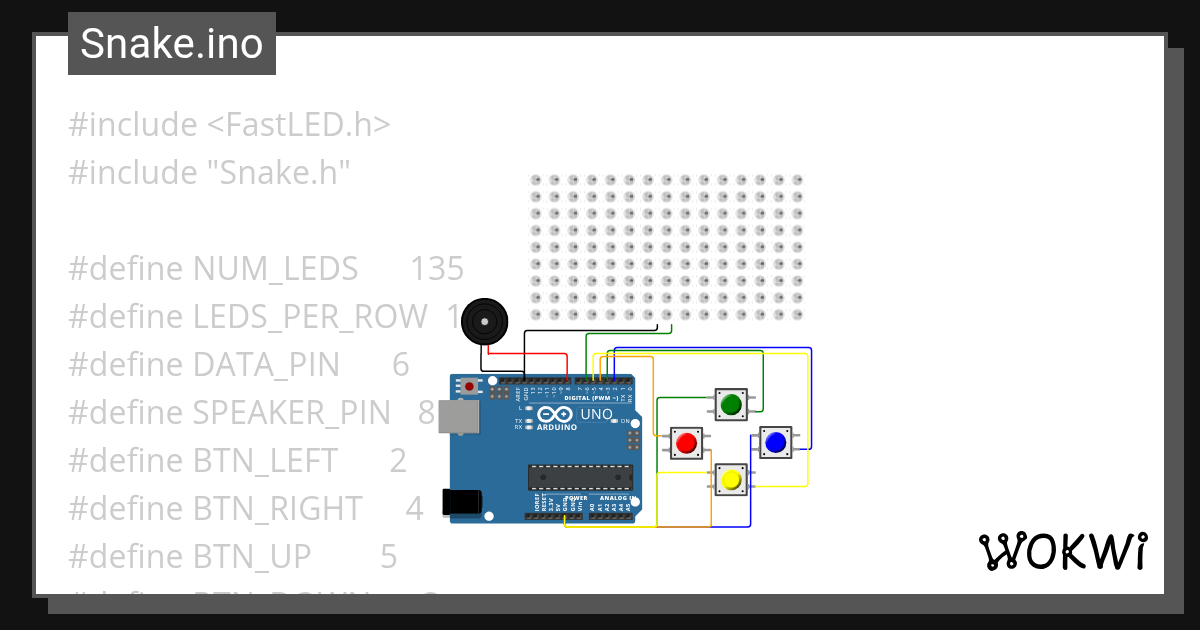 Snake.ino - Wokwi ESP32, STM32, Arduino Simulator