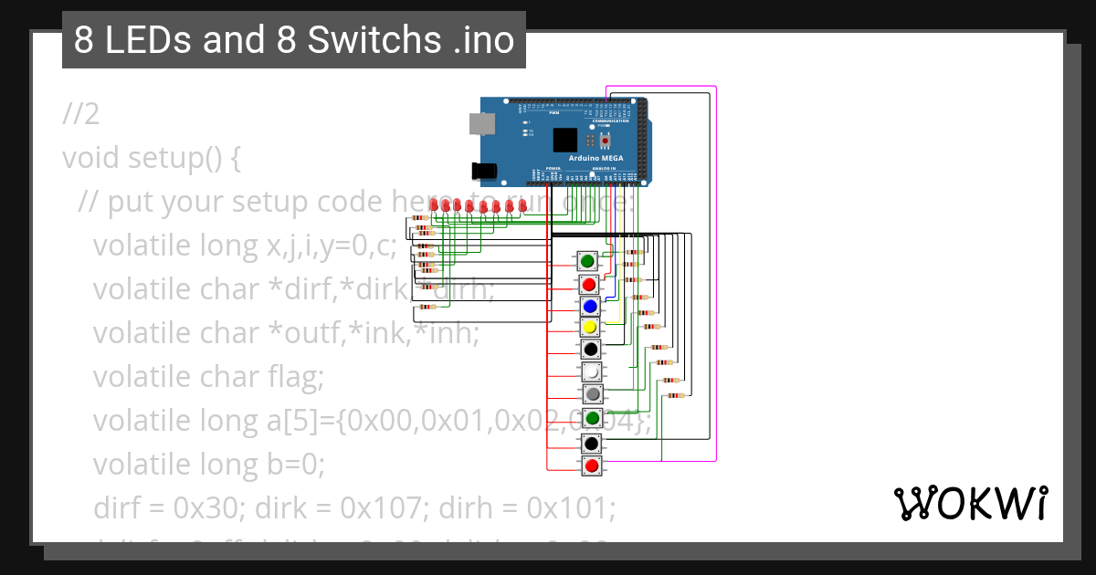 8 Leds And 8 Switchs Ino Wokwi Esp32 Stm32 Arduino Simulator 