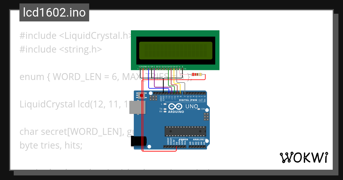Jogo da Forca LCD - Wokwi ESP32, STM32, Arduino Simulator