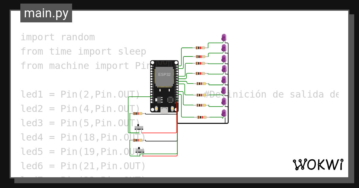 Binario Aleatorios 8 Led Wokwi Esp32 Stm32 Arduino Simulator
