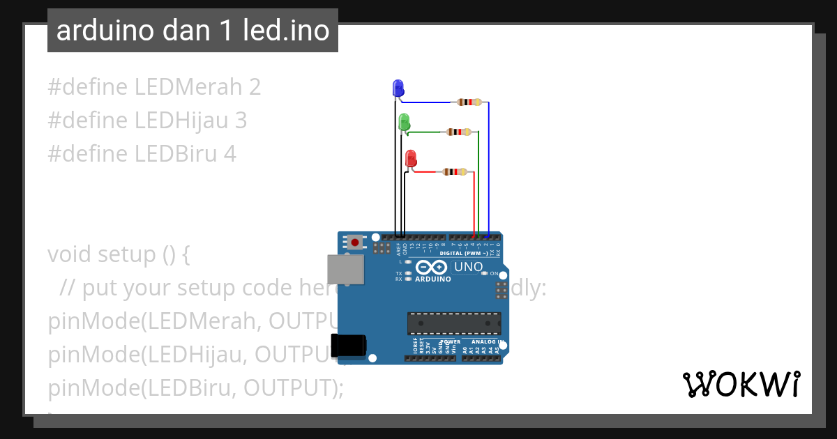 arduino dan 1 led.ino - Wokwi ESP32, STM32, Arduino Simulator