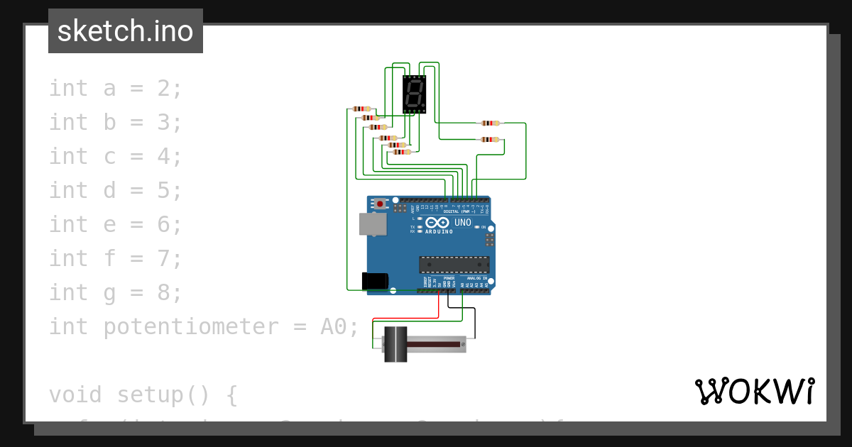 Seven Segment With Potentionmeter Wokwi Esp32 Stm32 Arduino Simulator