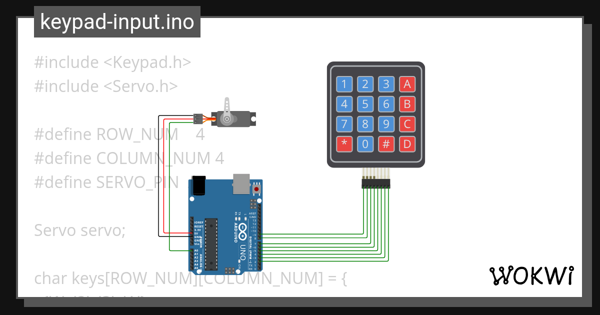 keypad-servo - Wokwi ESP32, STM32, Arduino Simulator