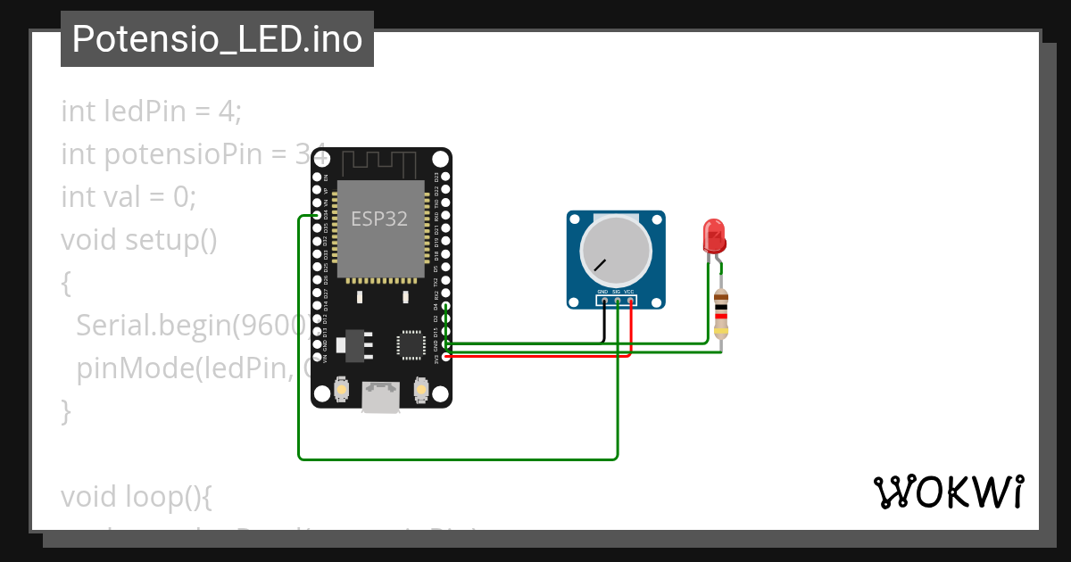 Potensio_LED.ino - Wokwi ESP32, STM32, Arduino Simulator