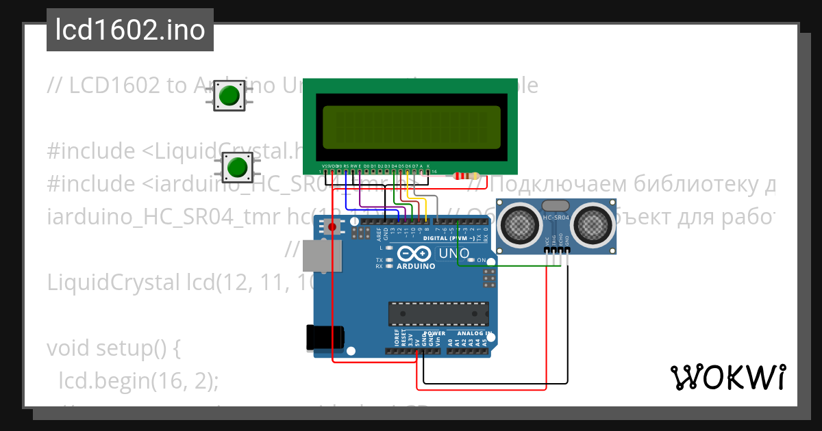 lcd1602.ino - Wokwi ESP32, STM32, Arduino Simulator