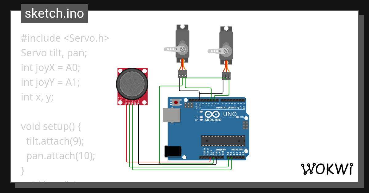 PROJECT 10 JOYSTICK CONTROLLED.sketch.ino - Wokwi ESP32, STM32, Arduino ... PROJECT 10 JOYSTICK CONTROLLED.sketch.ino - Wokwi ESP32, STM32, Arduino ...