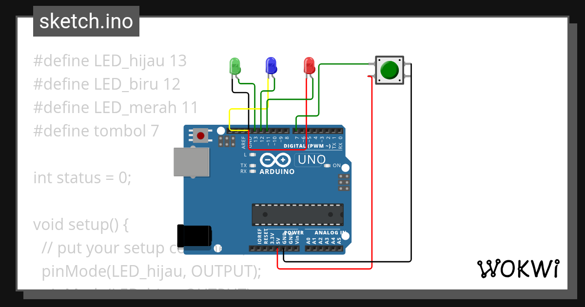 lampu traffic - Wokwi ESP32, STM32, Arduino Simulator