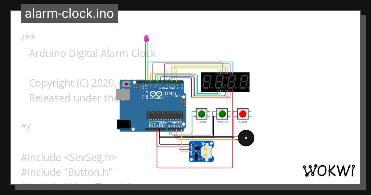 alarm-clock.ino - Wokwi ESP32, STM32, Arduino Simulator