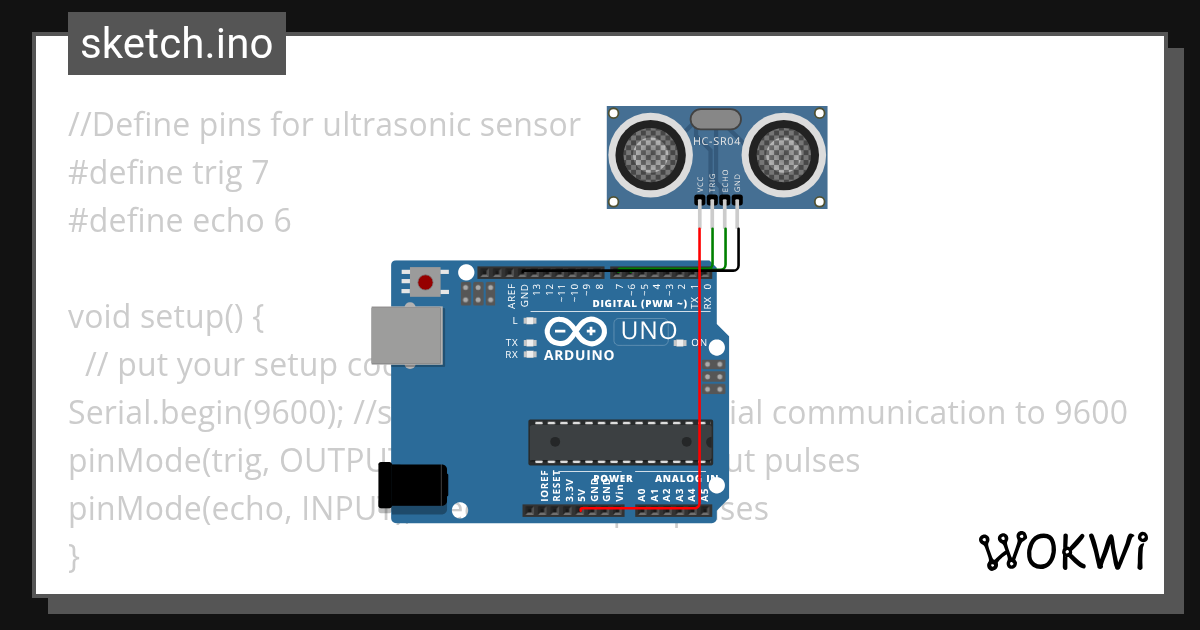 ULTRASONIC SENSOR - Wokwi ESP32, STM32, Arduino Simulator