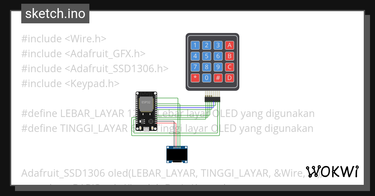 input keypad pada SSD OLED.ino - Wokwi ESP32, STM32, Arduino Simulator