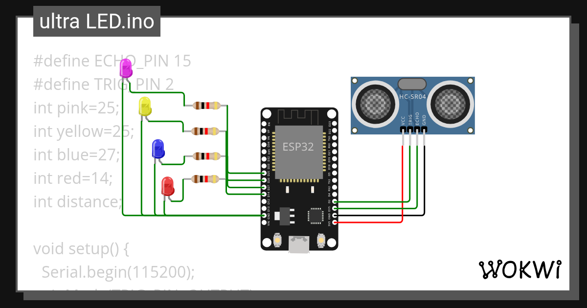 ultra LED.ino - Wokwi ESP32, STM32, Arduino Simulator