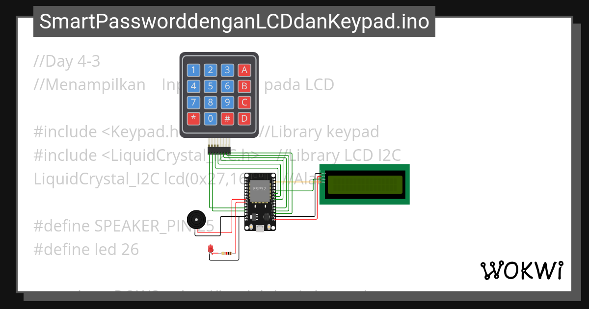 SmartPassworddenganLCDdanKeypad.ino - Wokwi ESP32, STM32, Arduino Simulator