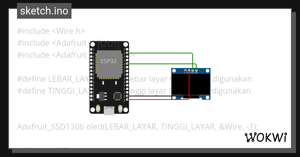 Pertemuan 4 Menampilkan teks pada OLED - Wokwi ESP32, STM32, Arduino Simulator