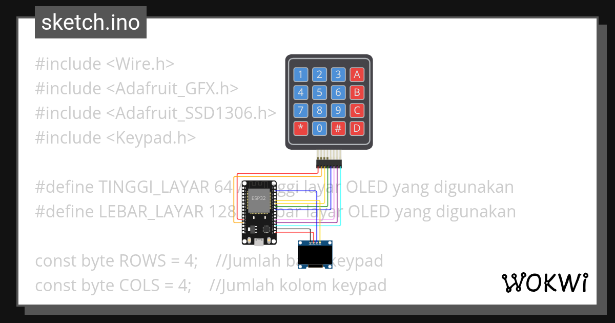 Membuat Smart Password dengan Keypad dan OLED SSD 1306 - Wokwi ESP32, STM32, Arduino Simulator