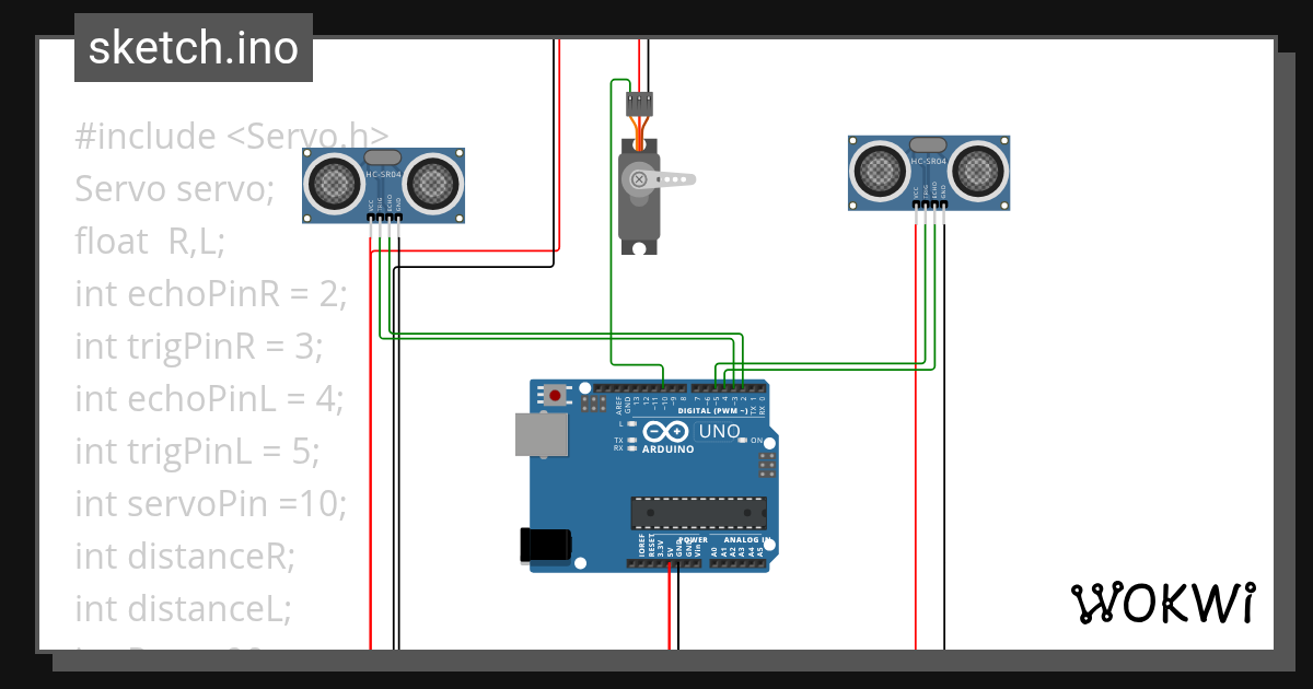 Ultrasonic Sensor Follower - Wokwi ESP32, STM32, Arduino Simulator