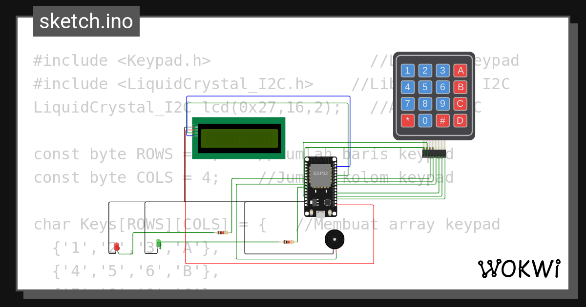 Challenge Smart Paswordkeypad Denganoutput Teks Lcd Dan Led Wokwi Esp32 Stm32 Arduino