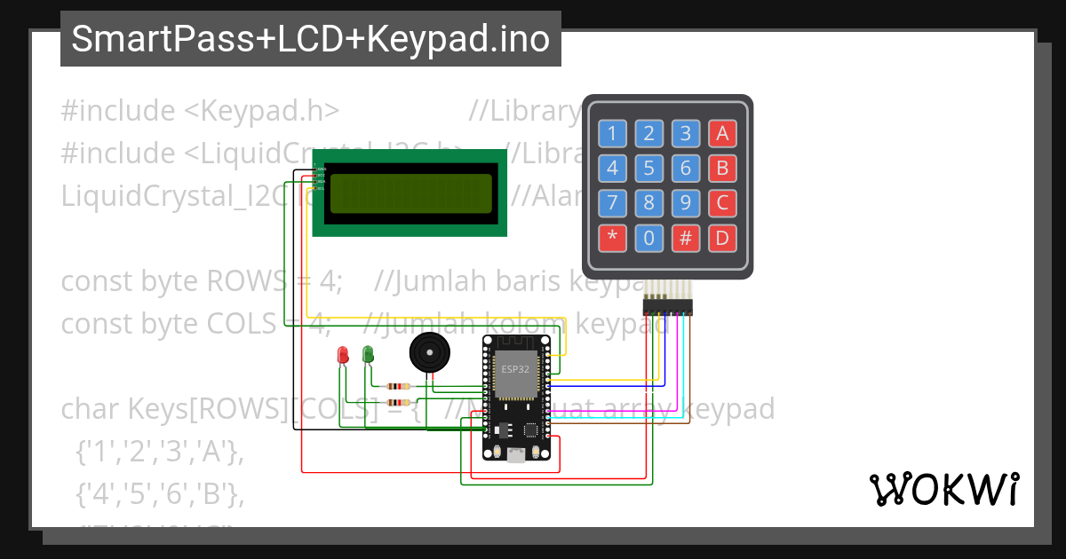 SmartPass+LCD+Keypad.ino - Wokwi ESP32, STM32, Arduino Simulator
