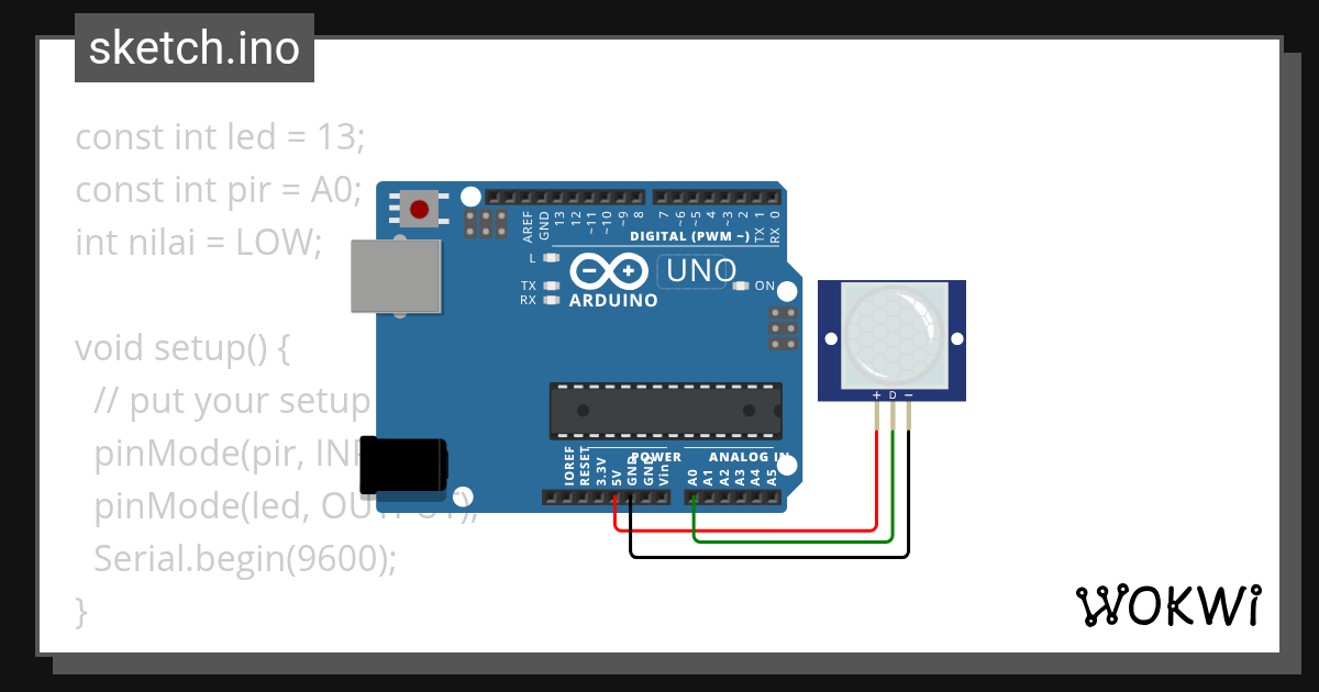 PIR Sensor Arduino.ino - Wokwi ESP32, STM32, Arduino Simulator