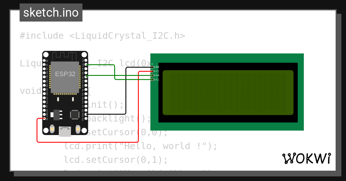 I2c 4x20 Wokwi Esp32 Stm32 Arduino Simulator 3767